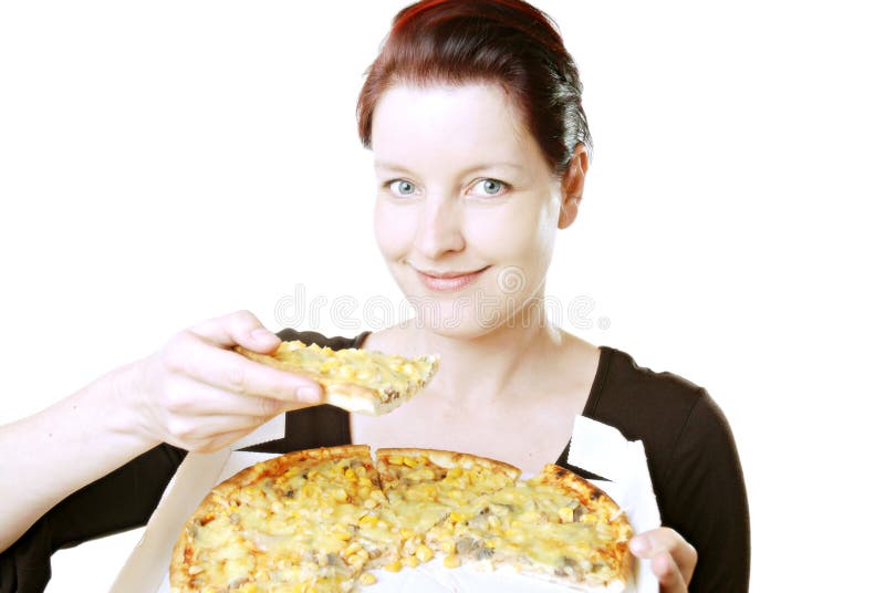 Eating pizza stock photo. Image of smile, white, junkfood - 16067102