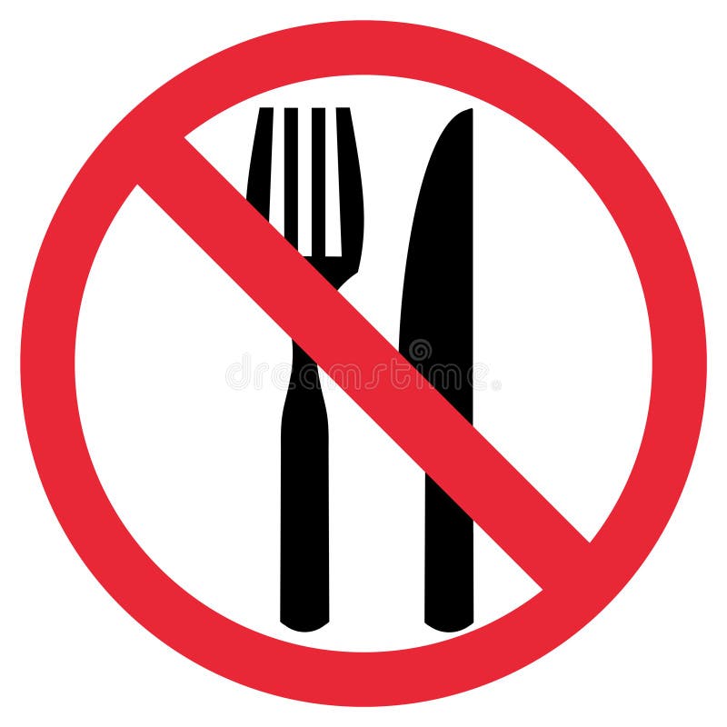 Eating Not Allowed - Round Red Forbidden Sign Stock Illustration ...