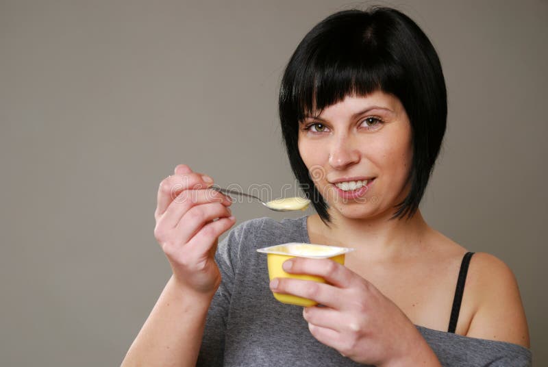 Eating pudding stock photo. Image of caucasian, holding - 24257146