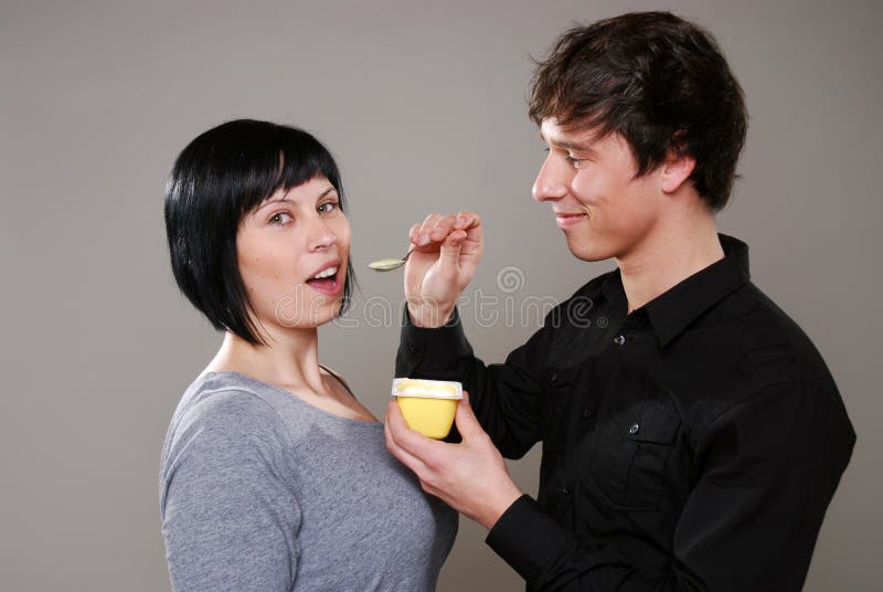 Eating pudding stock photo. Image of holds, happiness - 24257460