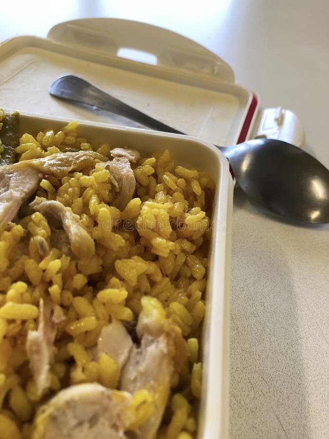Eating Rice with Chicken at Work Stock Photo - Image of rice, chicken ...