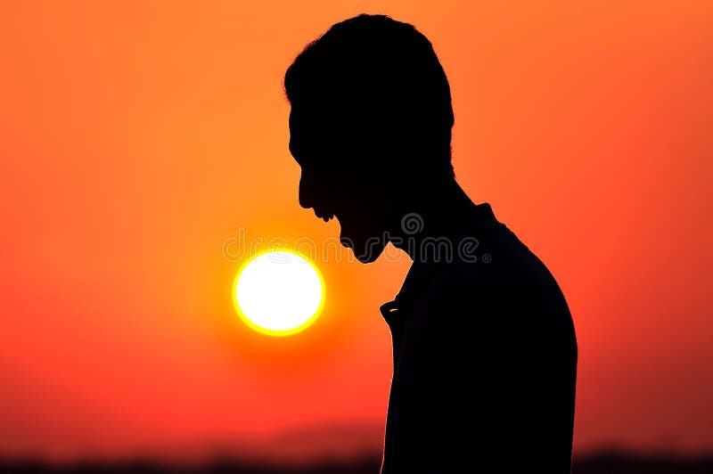 Eating the sun stock photo. Image of silhouette, young - 38124930