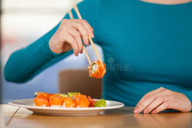 Eating sushi. stock photo. Image of japanese, asia, plate - 37148798