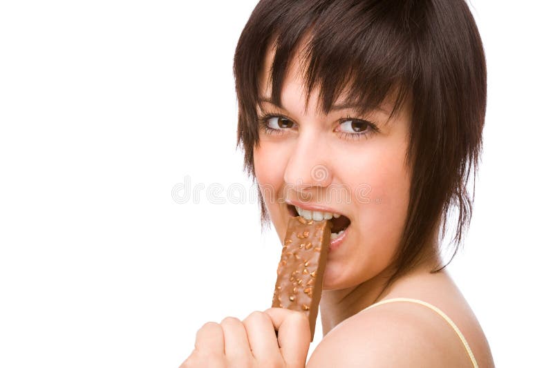 Eating sweets stock photo. Image of attractive, chocolate - 12007870