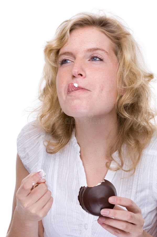 Eating sweets stock image. Image of blond, chocolate, blonde - 7650013