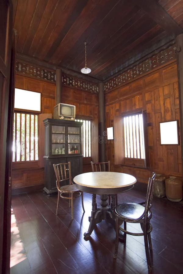 Eating Table in Old Thai Style Stock Image - Image of place, chamber ...