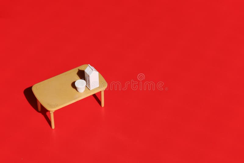 Eating Table on Red Background Stock Image - Image of design, dining ...