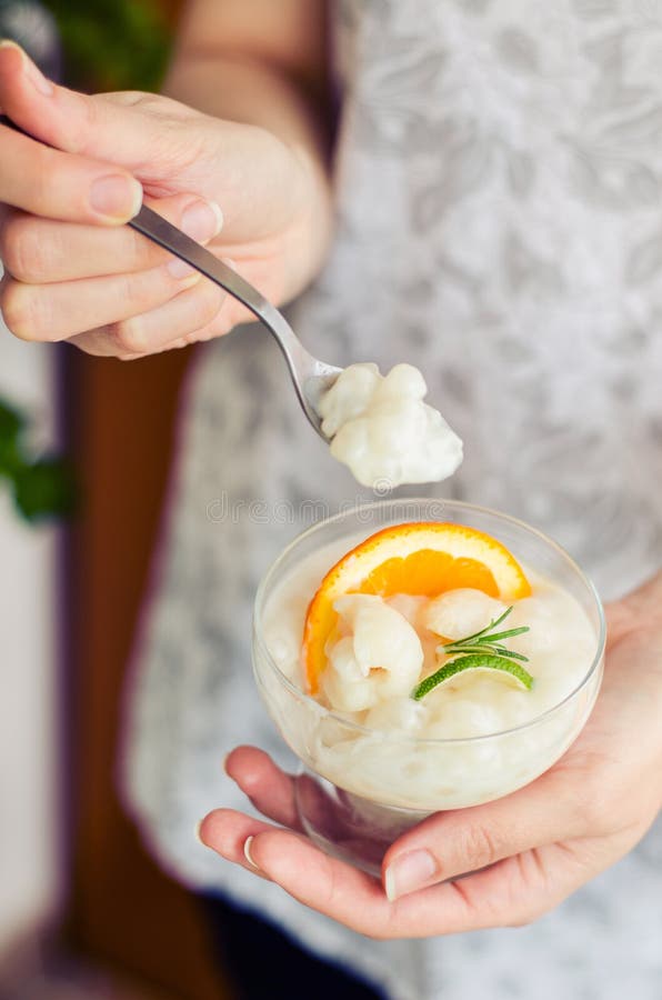 Eating tapioca pudding stock photo. Image of eating, litchi - 30613130