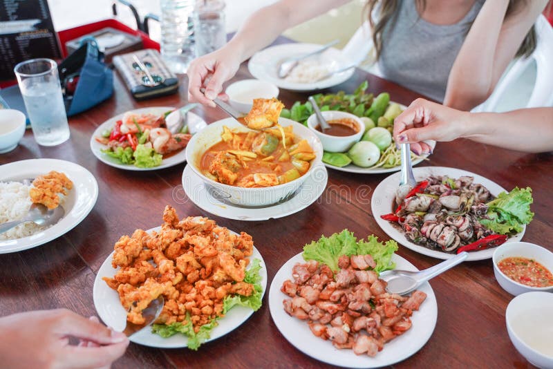 Eating Thai Food at Restaurant Stock Photo - Image of vegetable ...