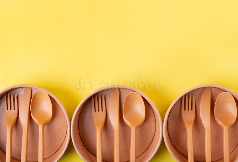 Eating Utensils Made of Compostable Materials. Copy Stock Image - Image ...