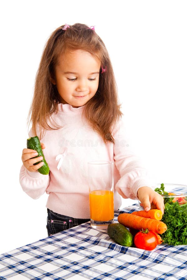 Girl with Group of Fruit and Vegetables. Stock Image - Image of pear ...