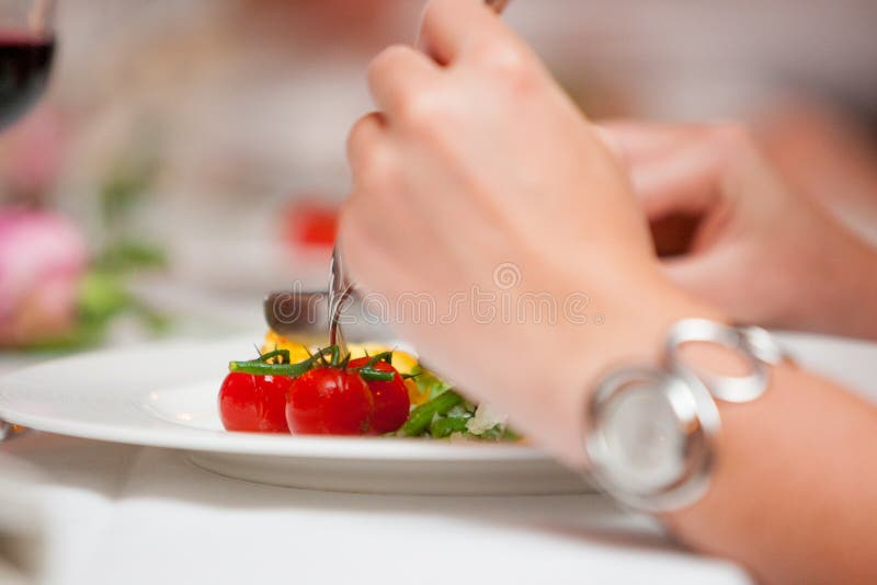 Eating a Very Nice Dinner in a Restaurant Stock Image - Image of ...
