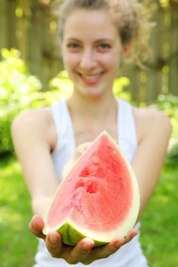 Eating watermelon stock image. Image of haired, blond - 25057689