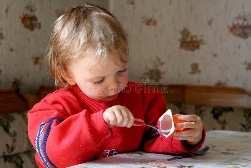 Eating yogurt stock photo. Image of baby, dairy, healthy - 882708