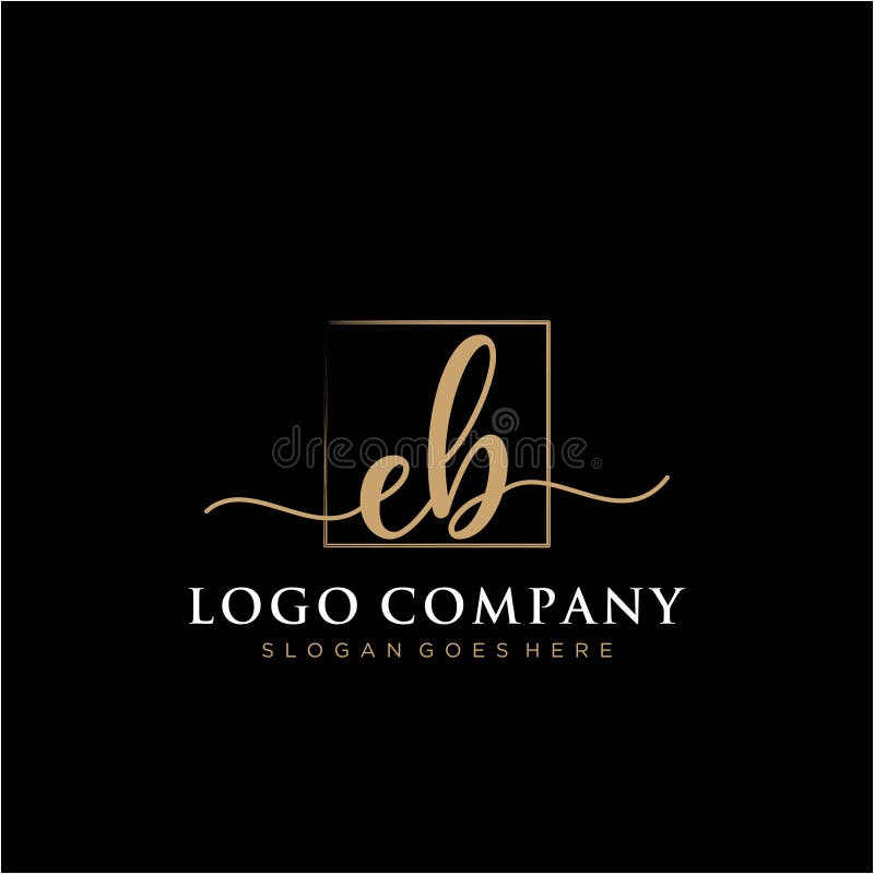 EB Initial Handwriting Logo with Rectangle Template Vector Stock Vector ...