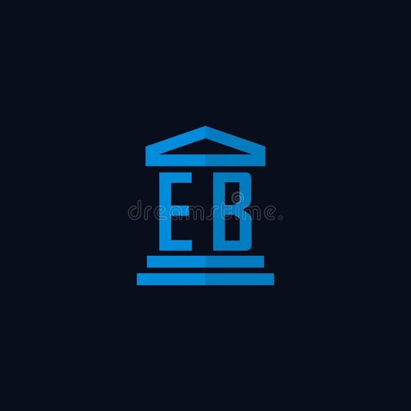 EB Initial Logo Monogram with Simple Courthouse Building Icon Design ...