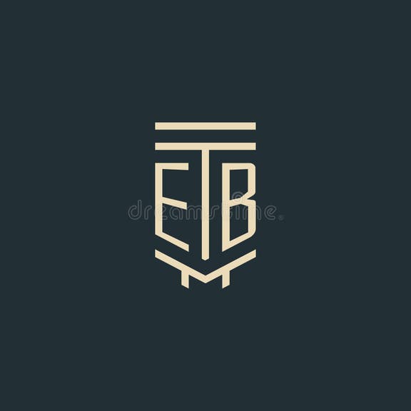 EB Initial Monogram with Simple Line Art Pillar Logo Designs Stock ...