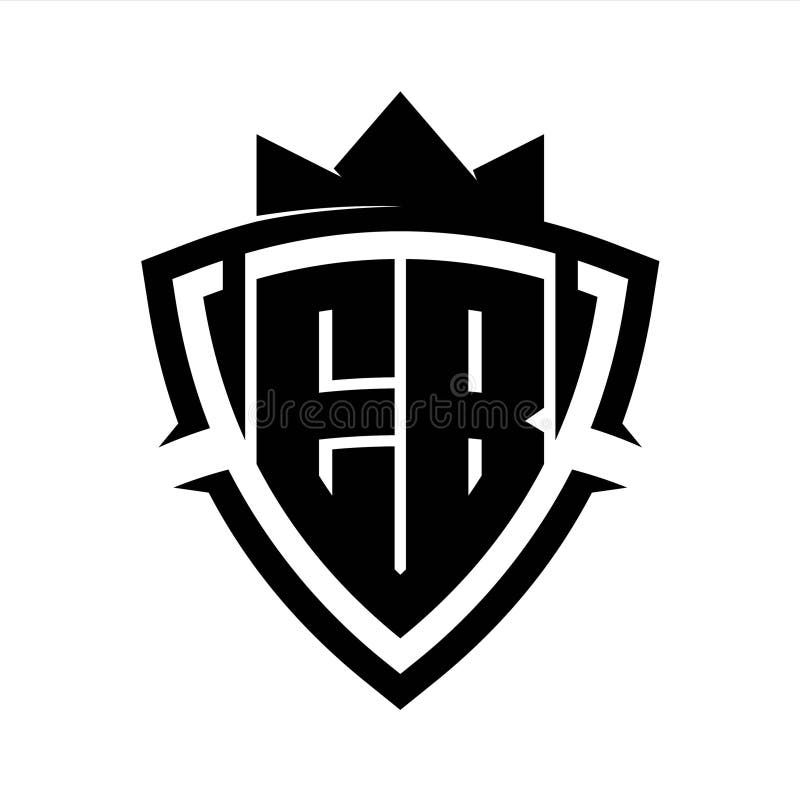 EB Letter Bold Monogram Triangle Curve Shield Shape with Crown Black ...