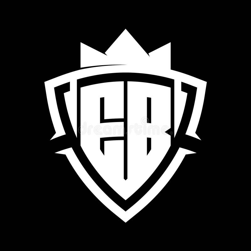EB Letter Monogram with Triangle Curve Shield Shape with Crown White ...