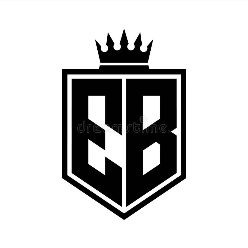 EB Logo Monogram Bold Shield Geometric Shape with Crown Outline Black ...