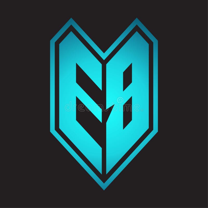 EB Logo Monogram with Emblem Line Style Isolated on Blue Gradient ...
