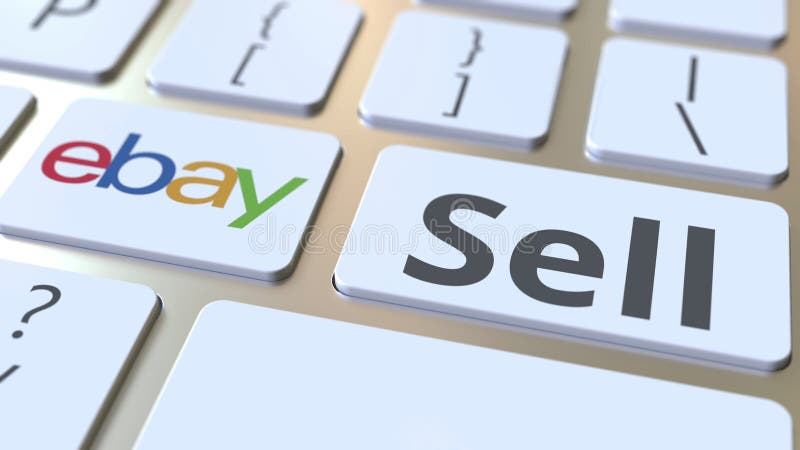 EBAY Company Logo and Sell Text on the Keys of the Computer Keyboard ...