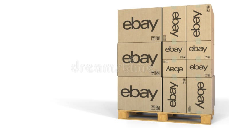 EBay Logo on Cartons on Pallet. Editorial 3D Rendering Editorial Photo ...
