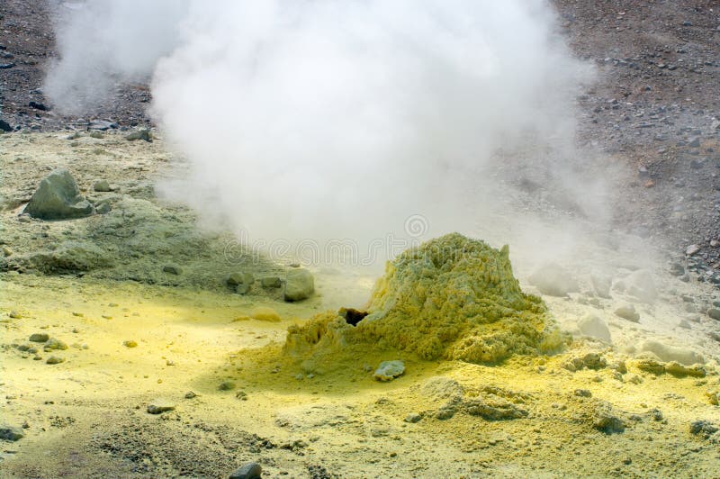 Ebeko Volcano at Paramushir Island, Kuril Islands, Russia Stock Photo ...