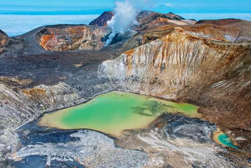 Ebeko Volcano at Paramushir Island, Kuril Islands, Russia Stock Photo ...