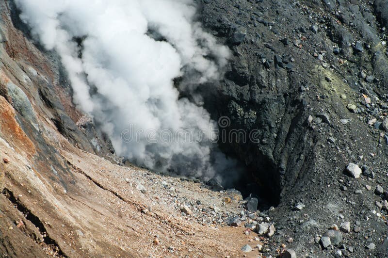 Ebeko Volcano, Paramushir Island, Russia Stock Photo - Image of ...
