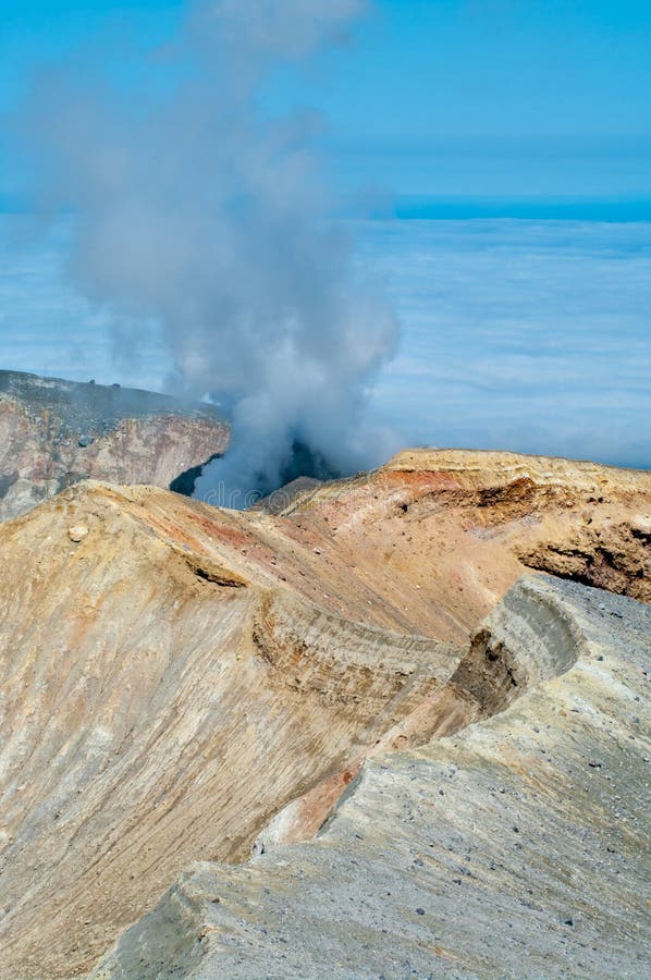 Ebeko Volcano, Paramushir Island, Russia Stock Image - Image of horizon ...