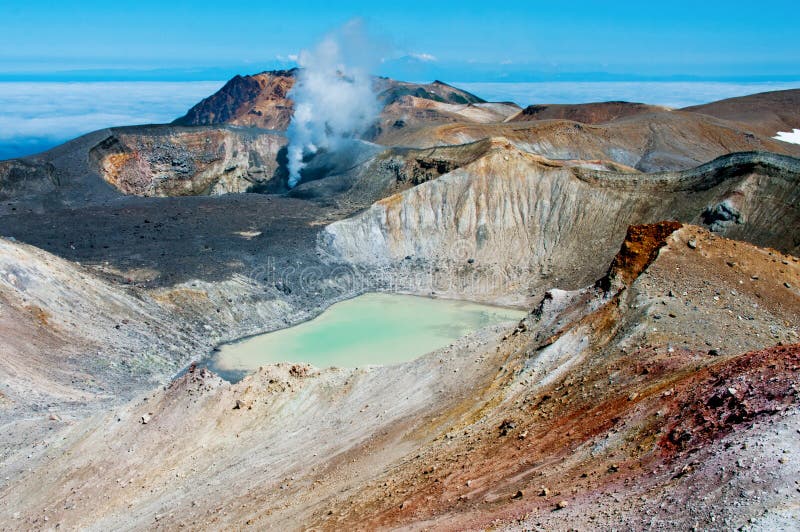 Ebeko Volcano, Paramushir Island, Kuril Islands, Russia Stock Photo ...