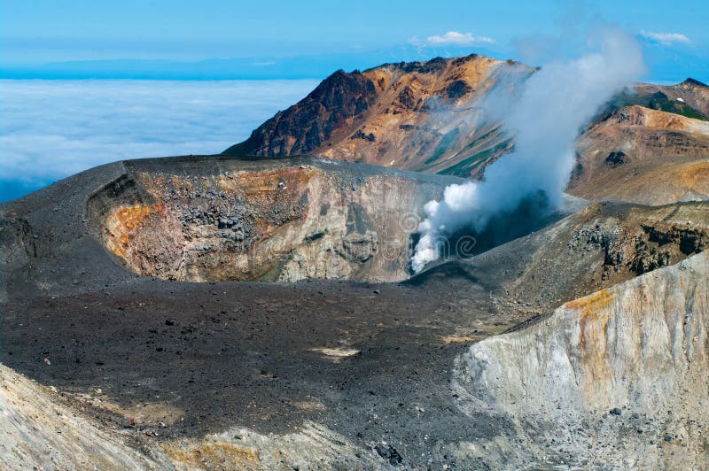 Ebeko Volcano, Paramushir Island, Russia Stock Image - Image of ...