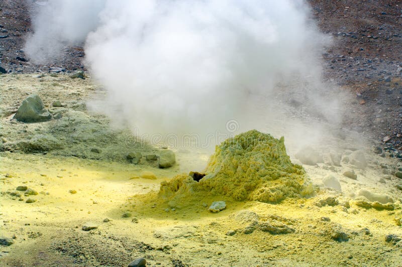 Ebeko Volcano, Paramushir Island, Russia Stock Photo - Image of ...