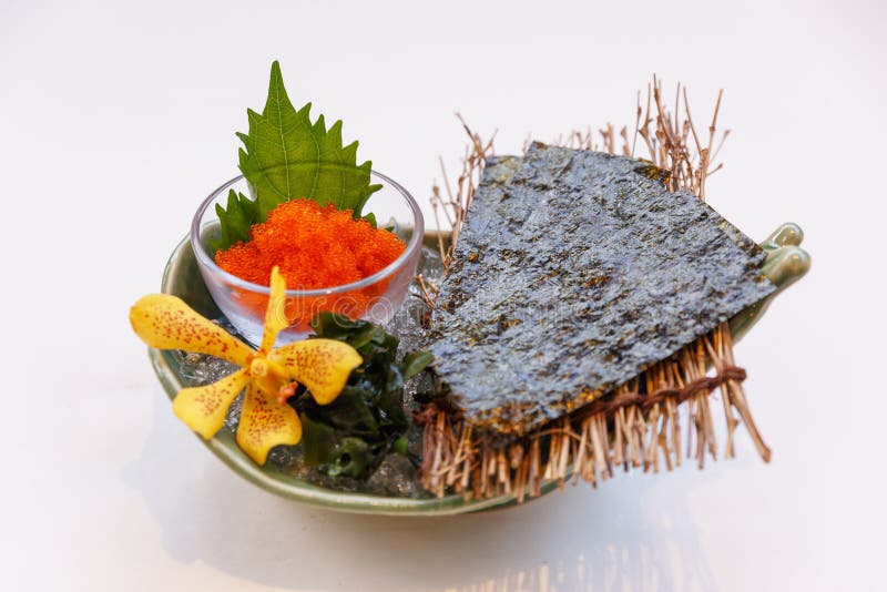 Ebiko Shrimp Egg Served with Seaweed Stock Image - Image of prepared ...