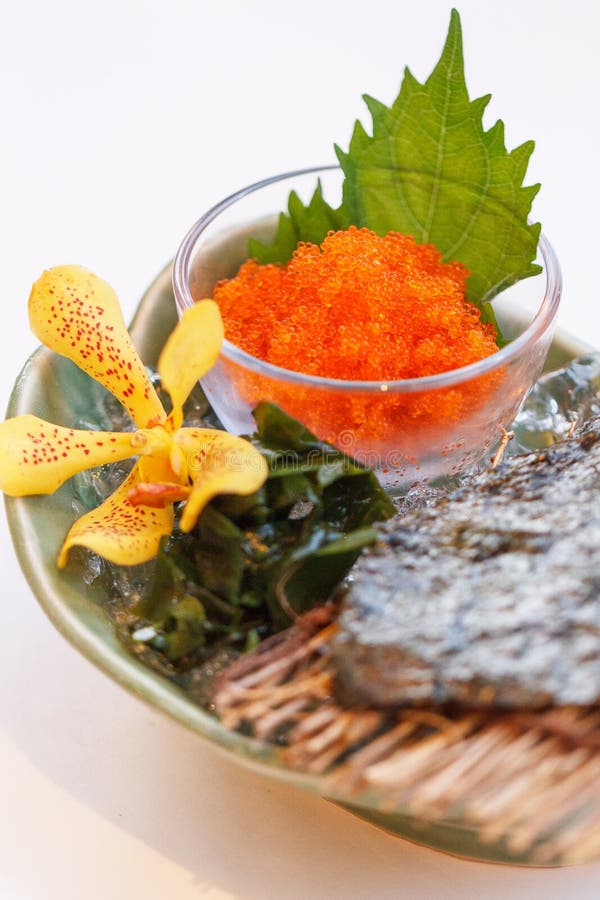 Ebiko Shrimp Egg Served with Seaweed Stock Image - Image of prepared ...