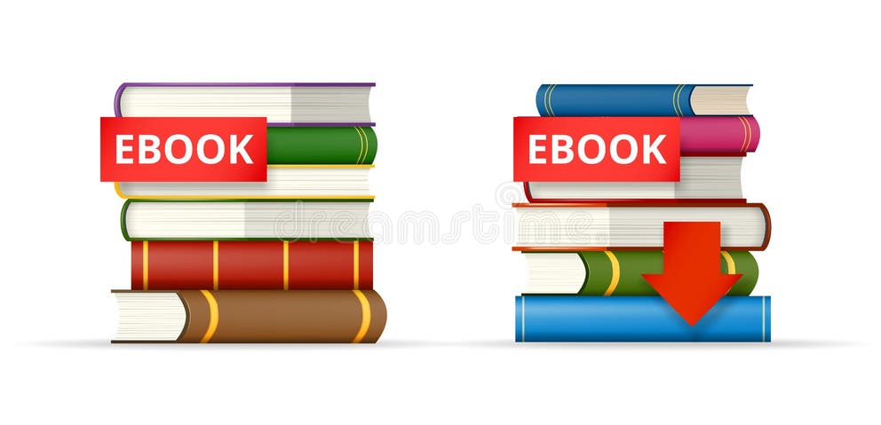 EBOOK books stacks icons stock vector. Illustration of format - 38763726
