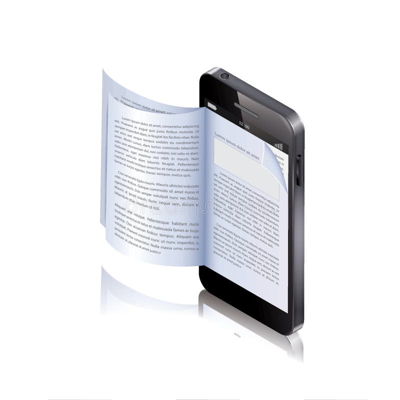 Ebook Concept on a Mobile Phone. Vector Illustration Decorative Design ...