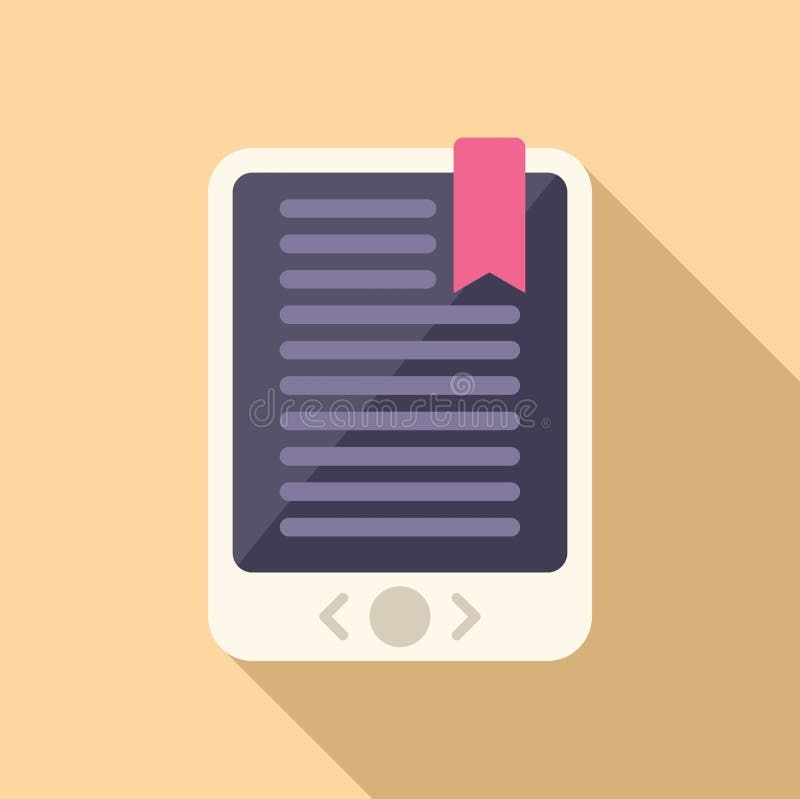 Ebook Device with Bookmark Icon Flat Vector. Digital Reading Stock ...