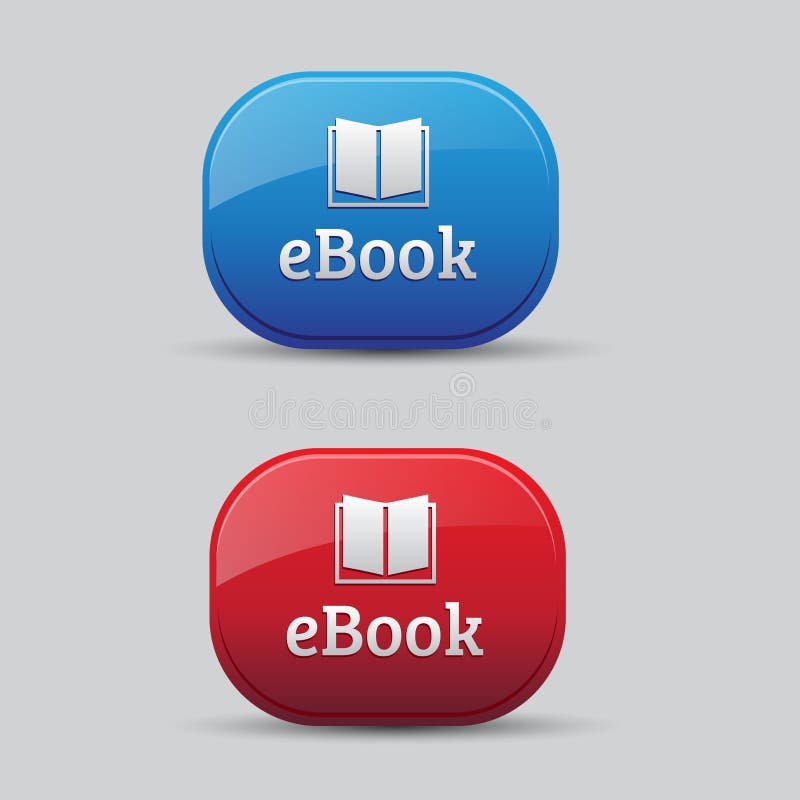 Ebook Icon Button Red and Blue Stock Vector - Illustration of icona ...