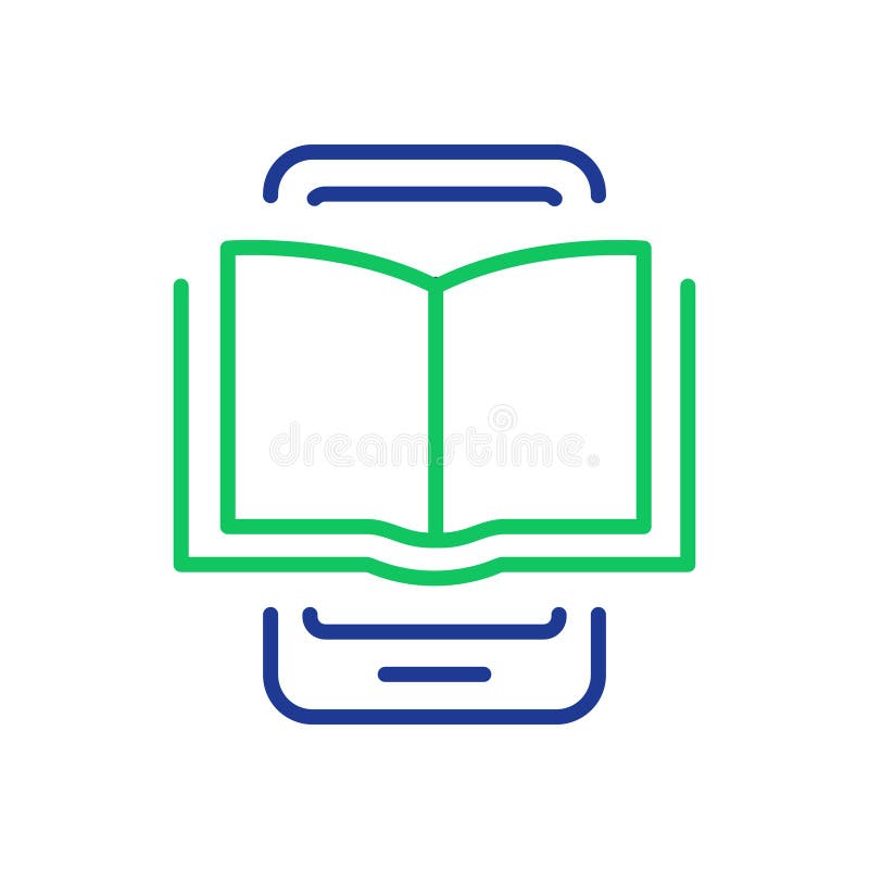 Ebook Line Icon on Mobile Phone. Electronic Book Device for Education ...