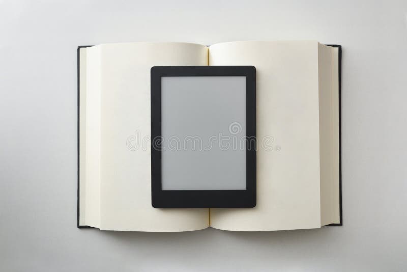 Ebook on Open Paper Book Isolated on White Table Stock Photo - Image of ...