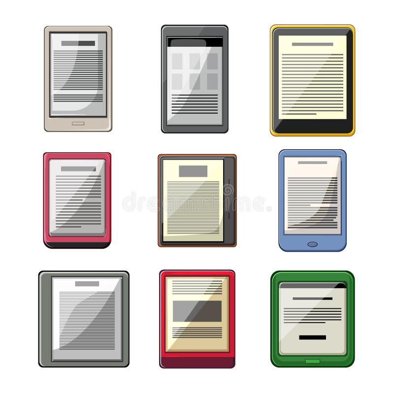 Ebook Reader Set Cartoon Vector Illustration Stock Vector ...