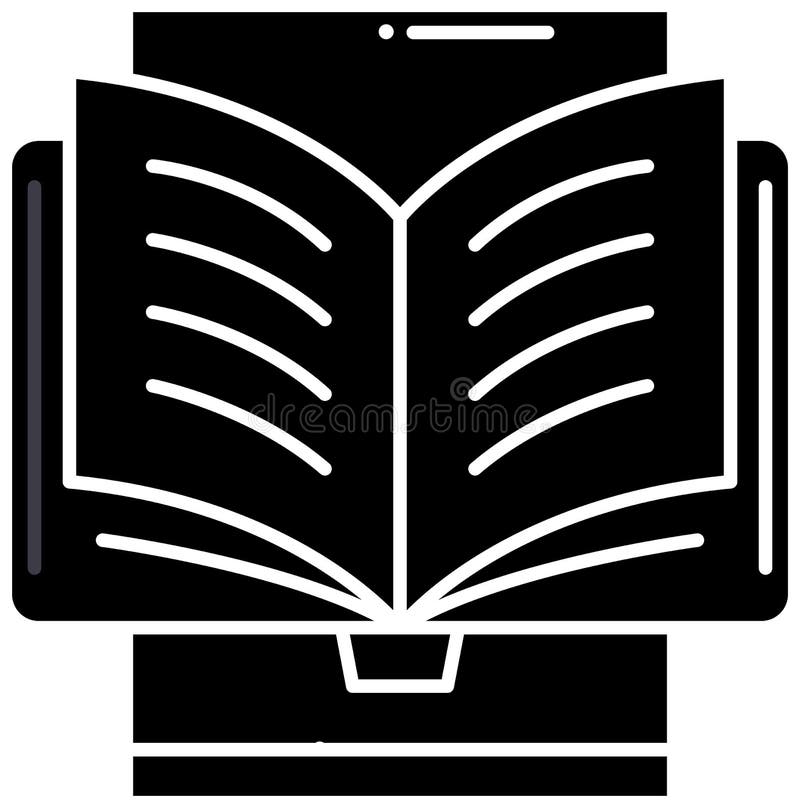 Ebook Reading Icon, Black Vector Sign with Editable Strokes, Concept ...