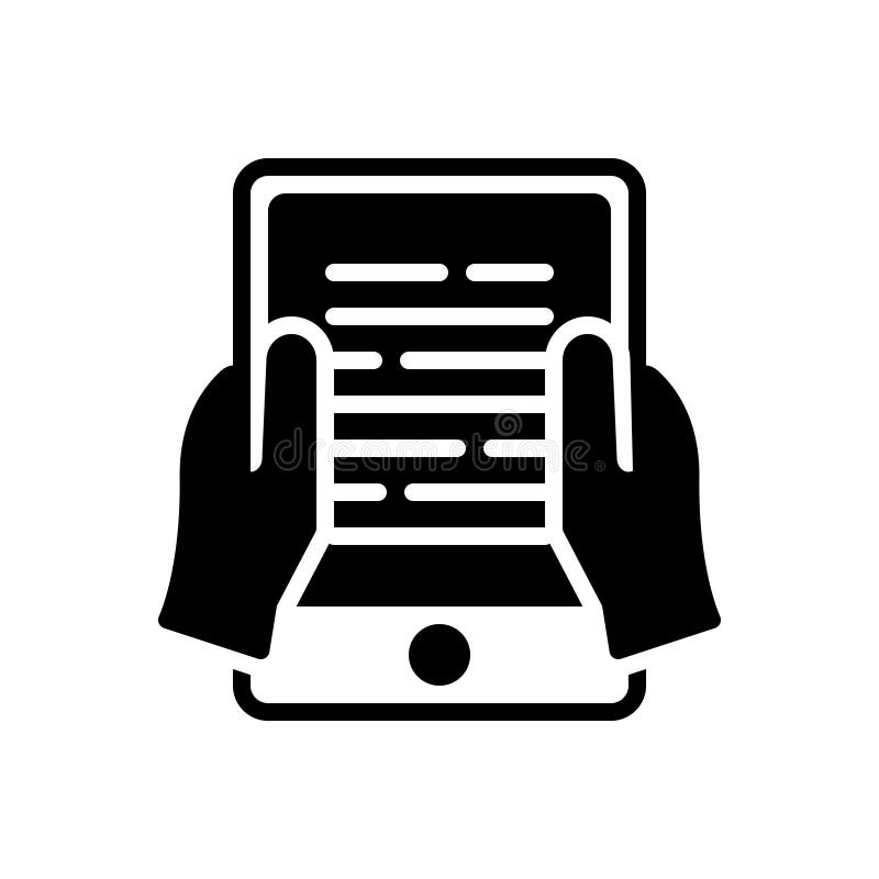 Black Solid Icon for Ebook Reading, Knowledge and Publishing Stock ...
