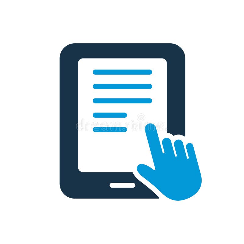 Ebook Silhouette Icon with Mouse Pointer. Electronic Book Device for ...