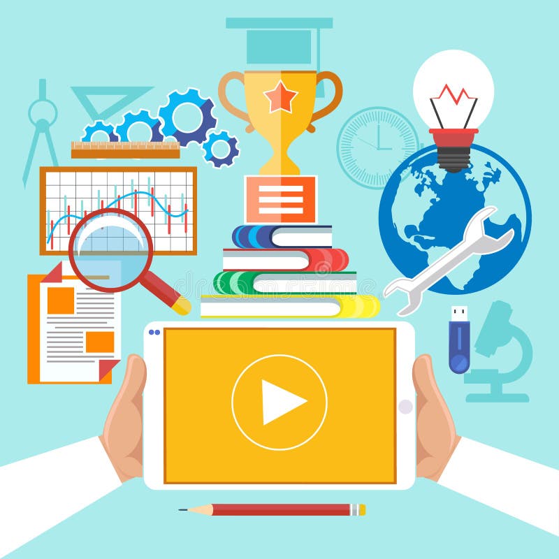 Ebook and Tutorials for Education Concept Stock Vector - Illustration ...