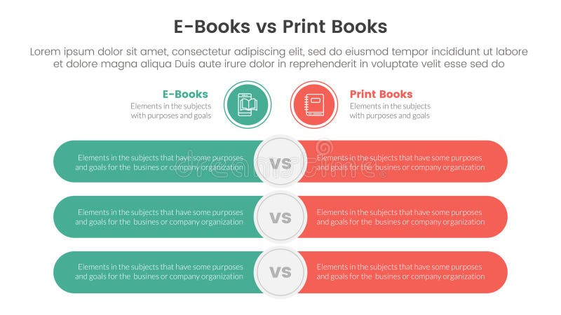 Ebook Vs Physical Book Comparison Concept for Infographic Template ...