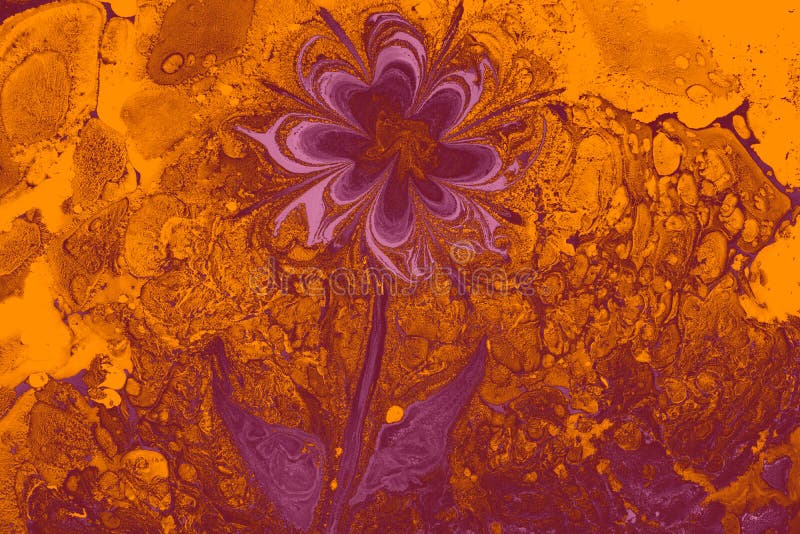 Ebru Marbling Art with Flower Patterns. Abstract Background Template ...