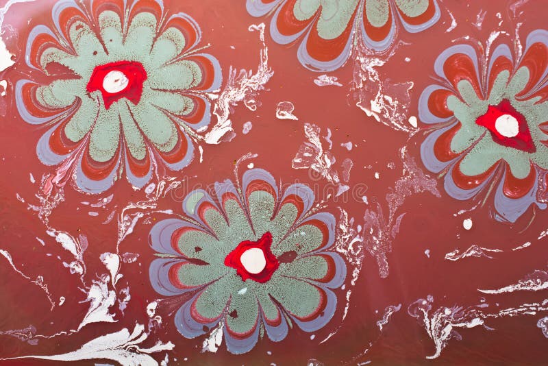 Ebru Marbling Art with Flower Patterns. Abstract Colored Background ...